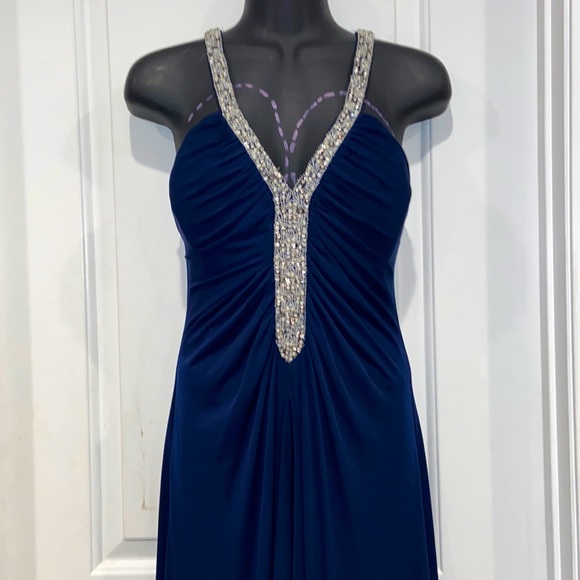 JS Boutique | Dresses | Js Boutique Navy Cocktail Prom Evening Draped ...